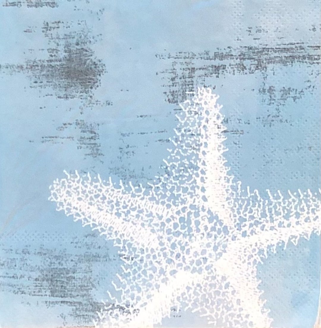 Decoupage Napkin | White Starfish Paper Napkin | Ocean Scrapbooking ...