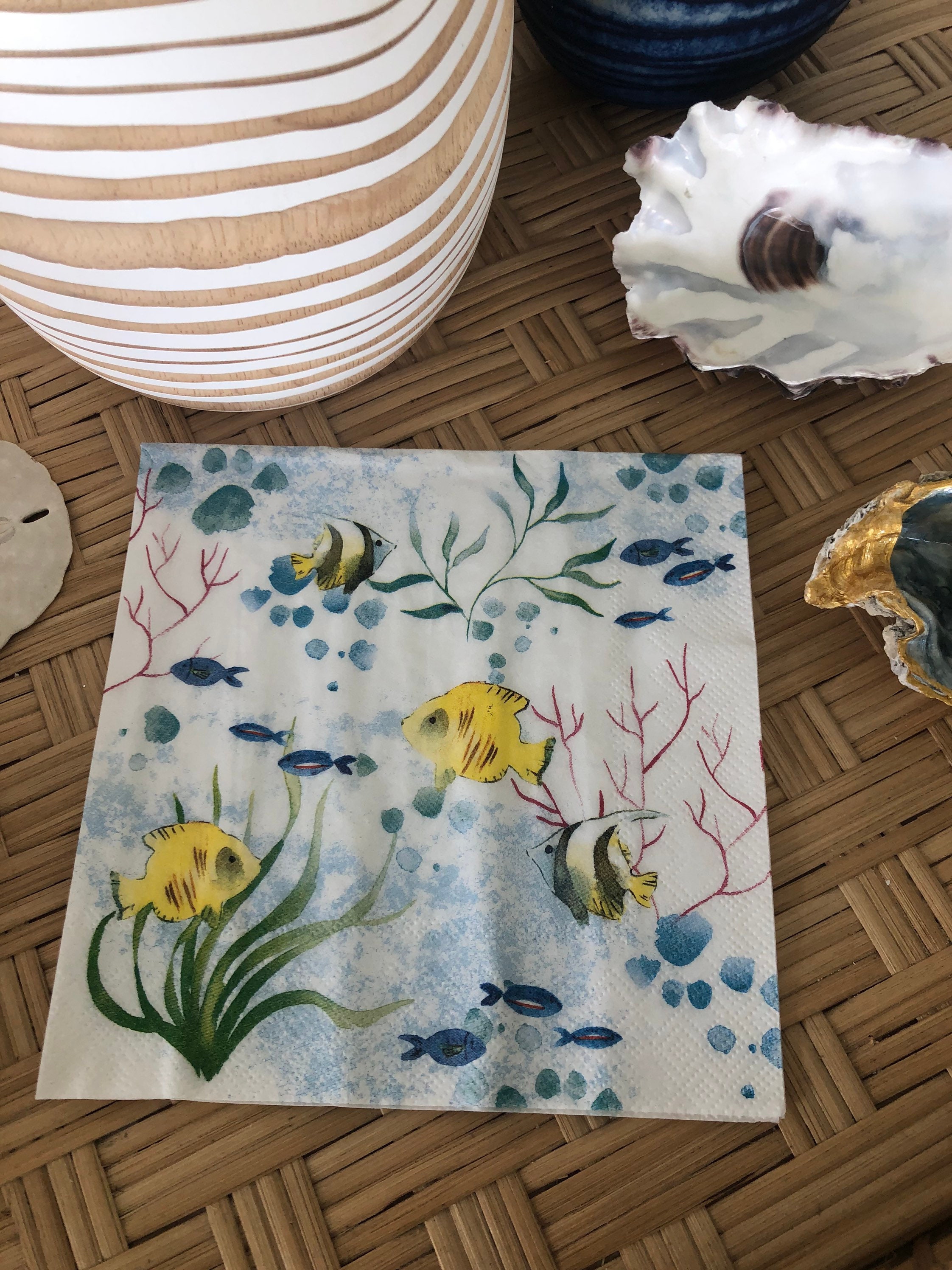 Decoupage Napkin | Nautical Paper Napkin | Tropical Fish | Sea Life ...
