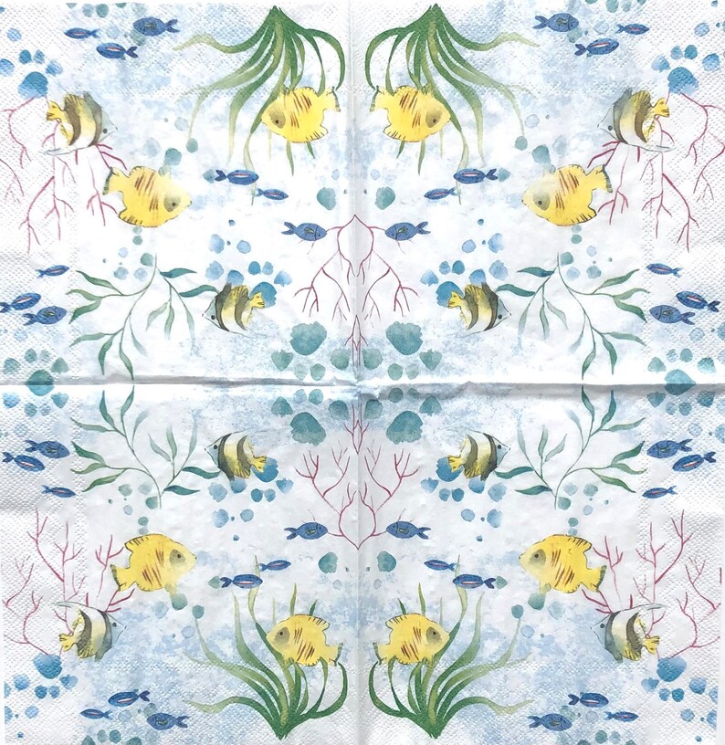 Decoupage Napkin | Nautical Paper Napkin | Tropical Fish | Sea Life ...