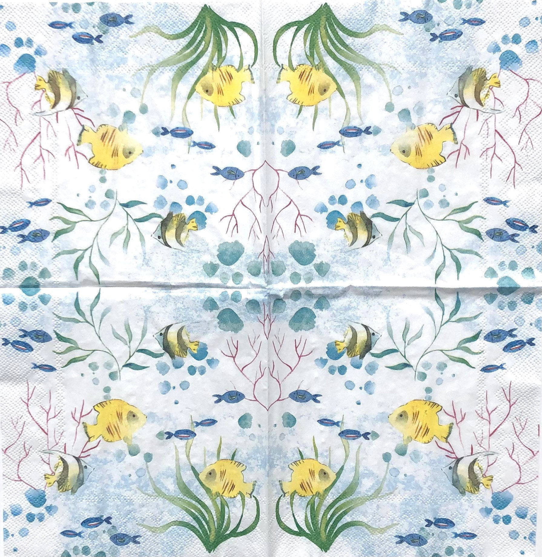 Decoupage Napkin | Nautical Paper Napkin | Tropical Fish | Sea Life ...