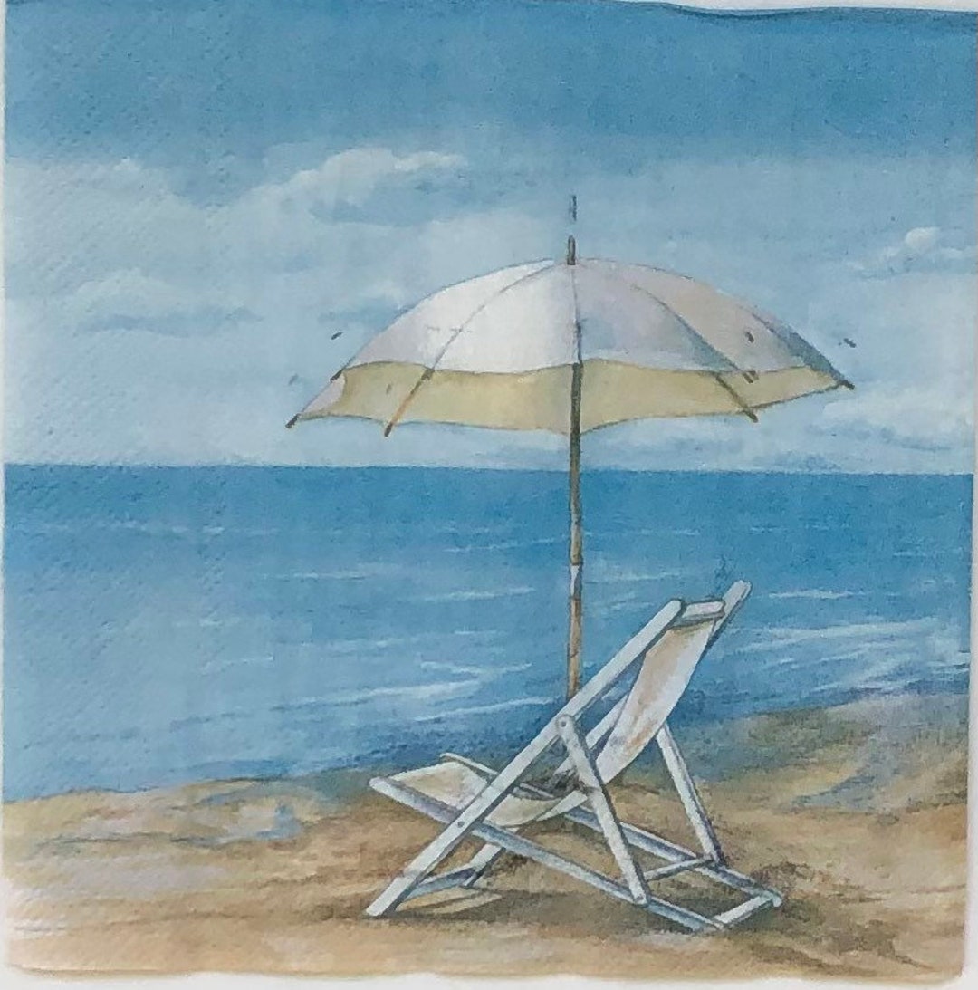 Decoupage Napkin | Nautical Paper Napkin | Row Boat | Beach Scene ...