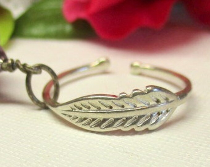 Sterling Silver Angel Feather Ring, Adjustable, U.K. Size L-R U.S. Size ...