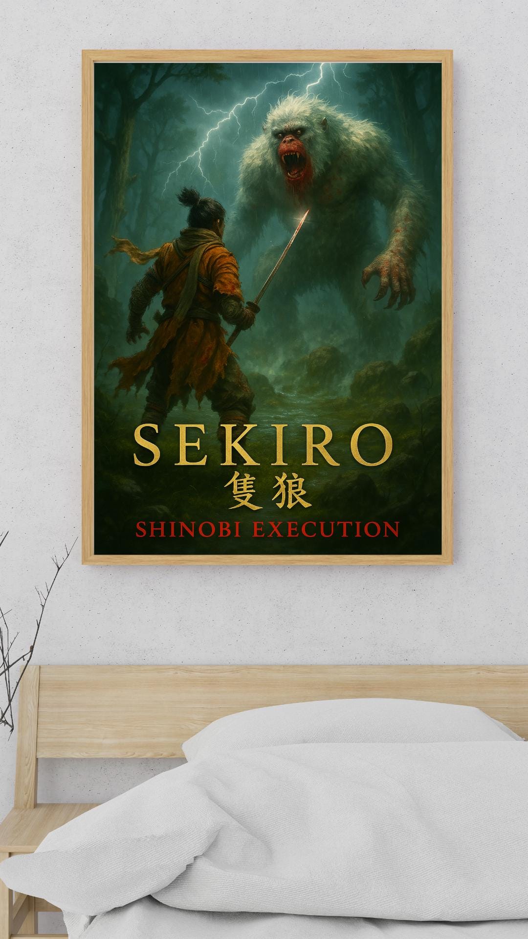 Sekiro Guardian Ape Boss Fight Poster: Japanese Samurai Decor (digital ...