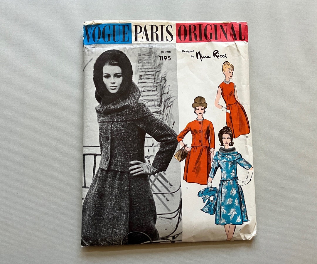 Vintage 1960s Nina Ricci Vogue Paris Original Pattern 1195, 2-piece ...
