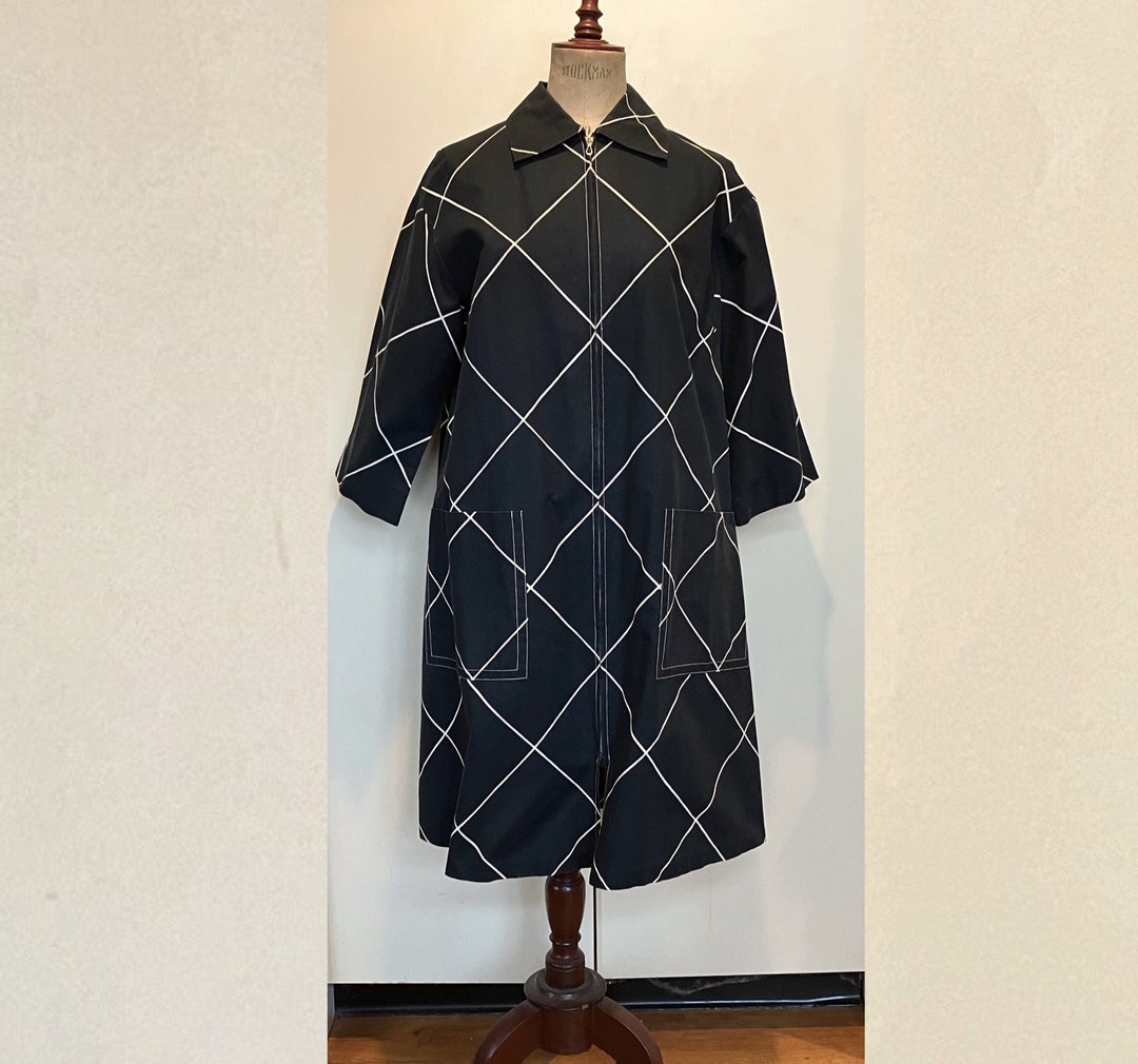 Vintage 1970s Marimekko Black & White Zip-front Dress, Size 40/12 L ...