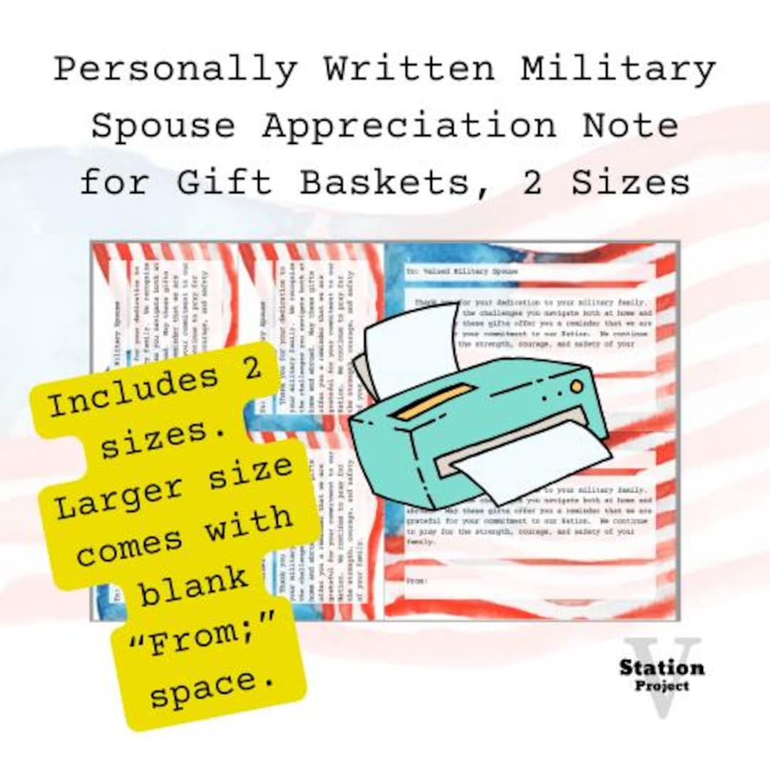 Military Spouse Appreciation Gift Note Cards (digital Download) - Etsy