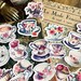 20 Pcs Gold Foil Water Color Tea Cup and Flower Sticker, Gem and Flower ...