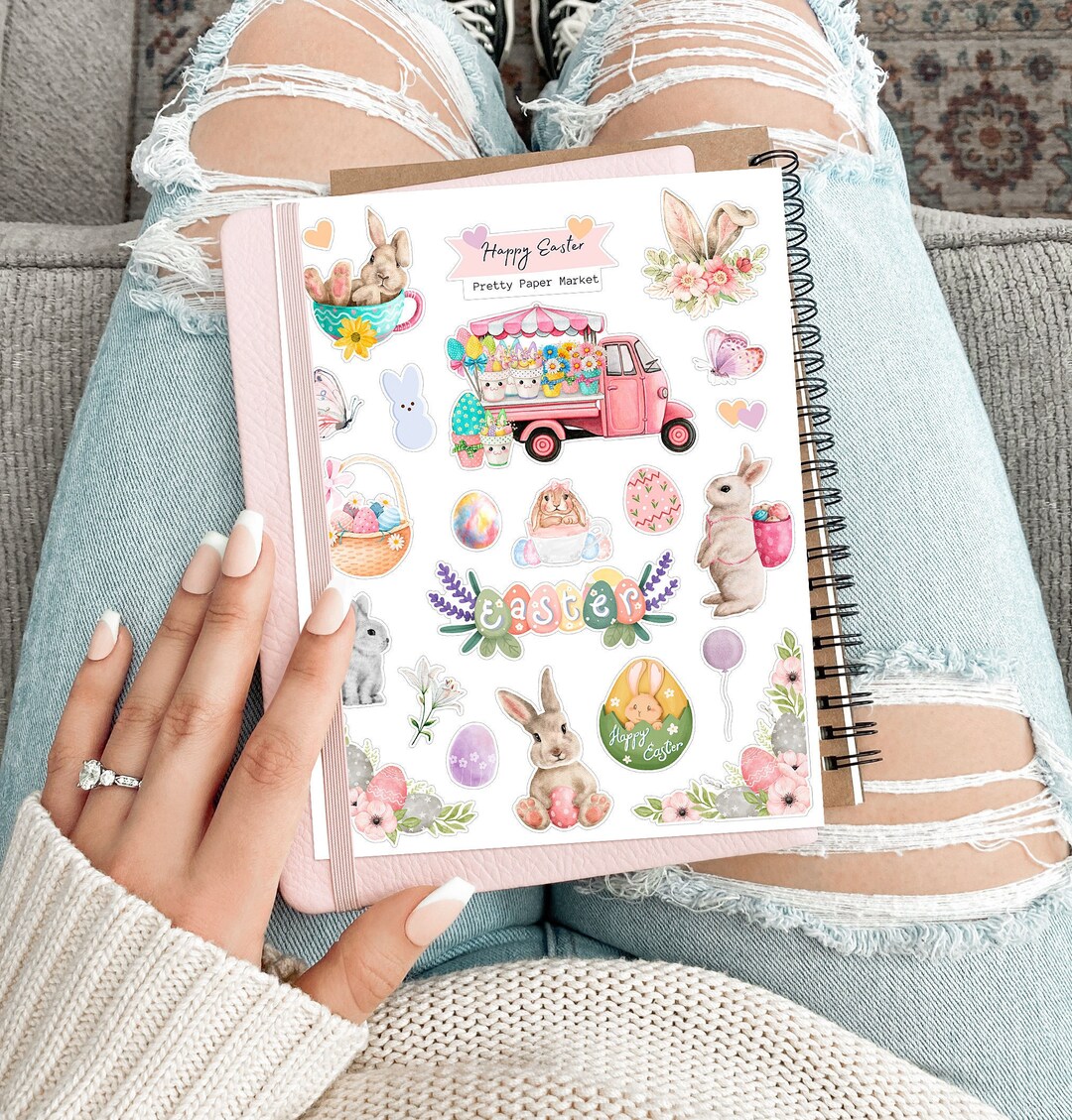 Happy Easter Sticker Sheet for Junk Journals, Planners, Scrapbooking ...