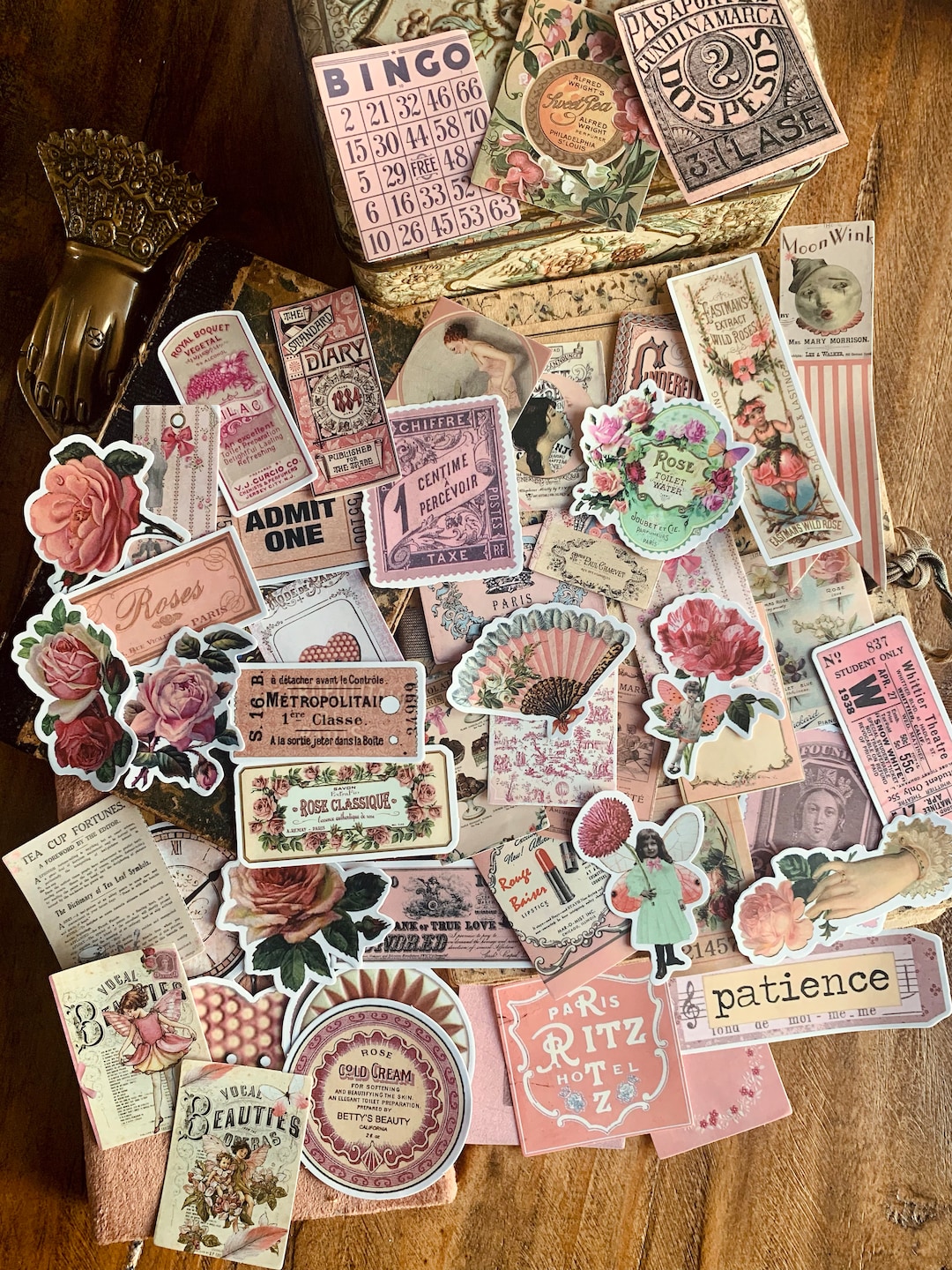 50 Pretty Vintage Scraps Sticker Pack of Stickers for Junk Journals ...