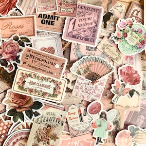 50 Pretty Vintage Scraps Sticker Pack of Stickers for Junk Journals ...