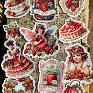 Vintage Strawberries Sticker or Ephemera Pack A for Junk Journals ...