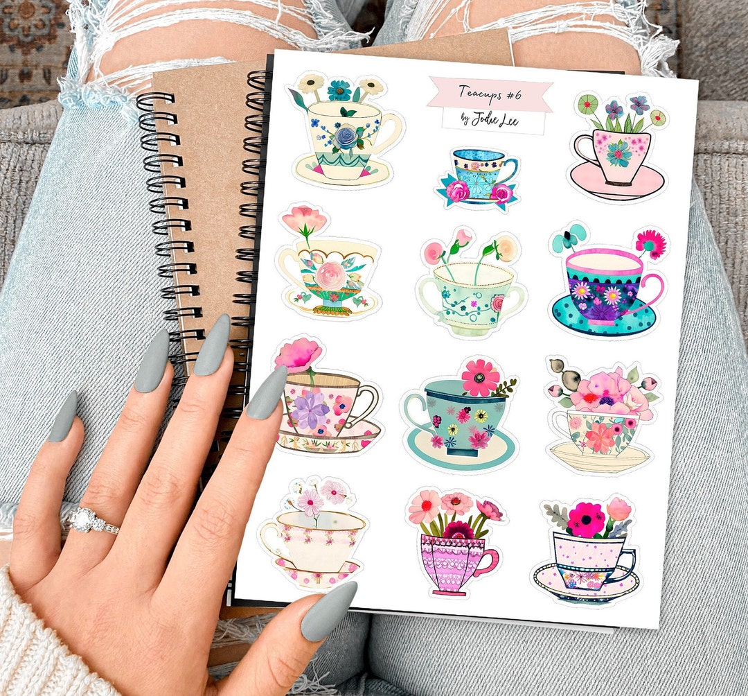 Pretty Teacups 6 Sticker Sheet for Junk Journals, Planners ...