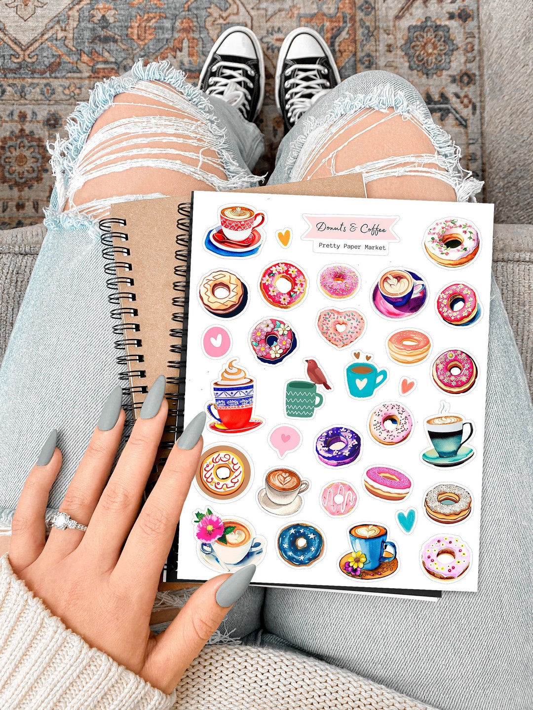 Donuts & Coffee Sticker Sheet: Junk Journal Planner Stickers - Etsy