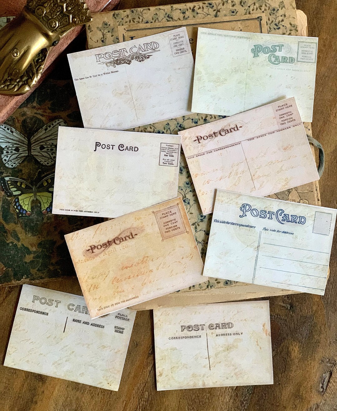 8 Vintage Mini Postcards Sticker Set or Ephemera Pack for Junk Journals ...