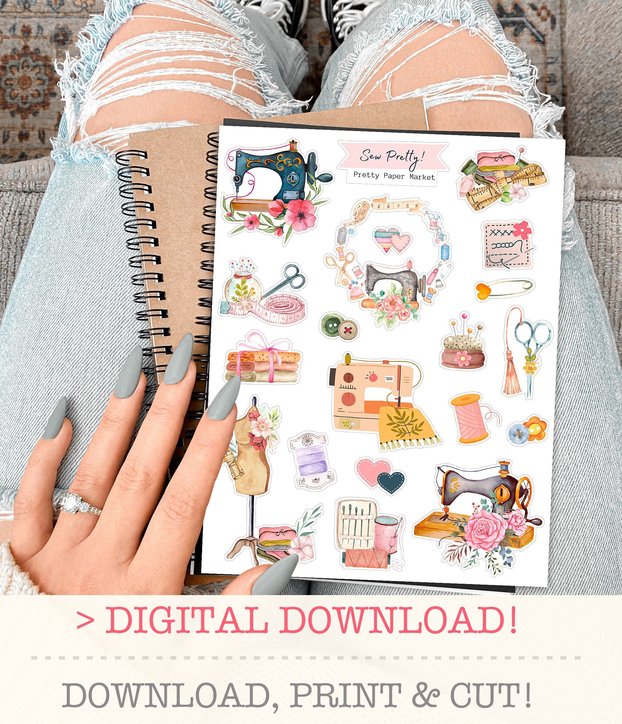 Sew Pretty 1 Sticker Sheet Digital Download Printable for - Etsy