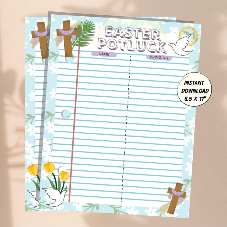 Easter Potluck Sign-up Sheet Printable | Classroom, Church, Spring ...
