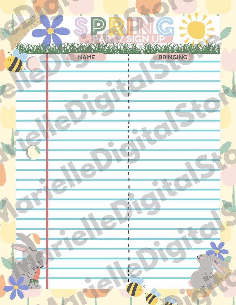 Spring Snack Sign-up Sheet Printable | Classroom, Easter, Homeschool ...