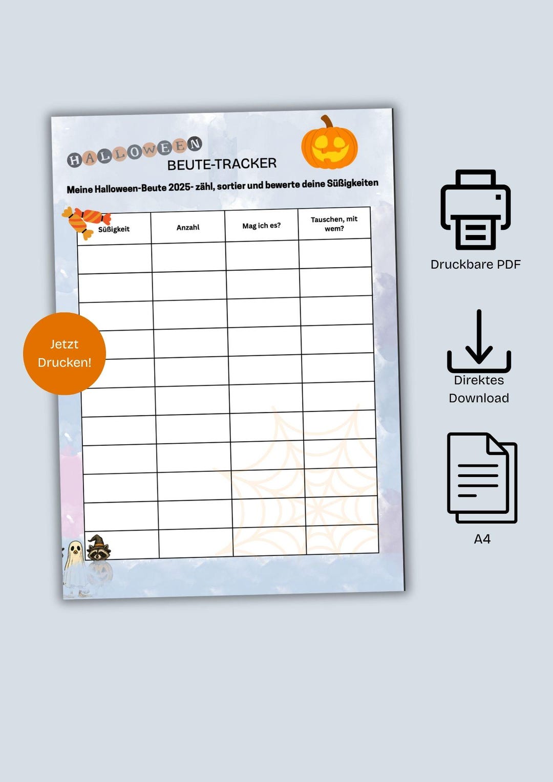 Halloween Candy Tracker for Kids (printable PDF) - Etsy