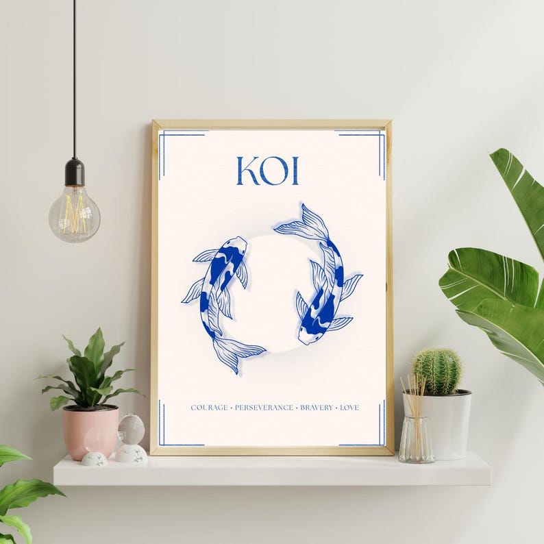 Koi Fish Wall Art Print – Symbol of Courage & Love | Minimalist ...