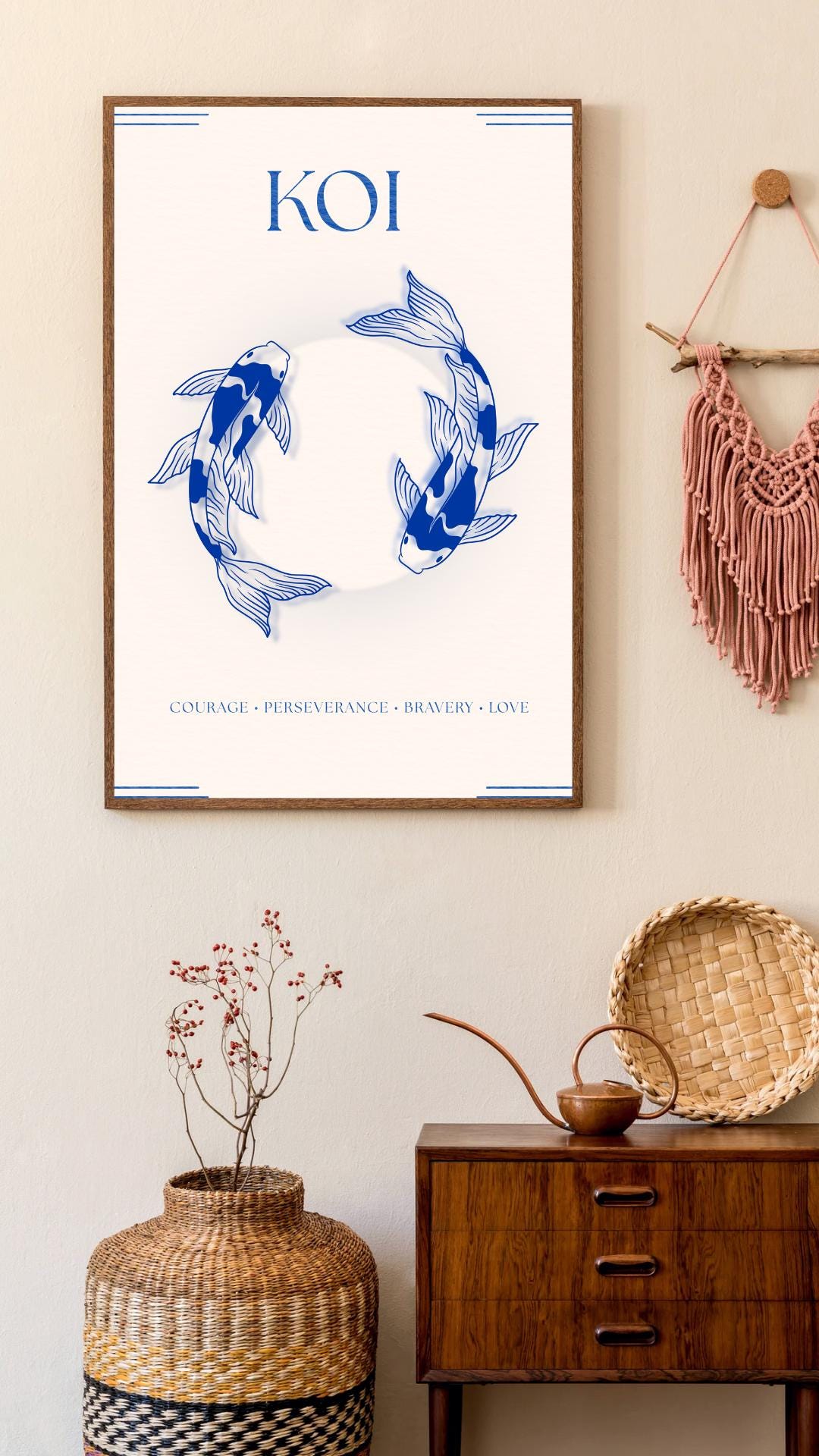 Koi Fish Wall Art Print – Symbol of Courage & Love | Minimalist ...