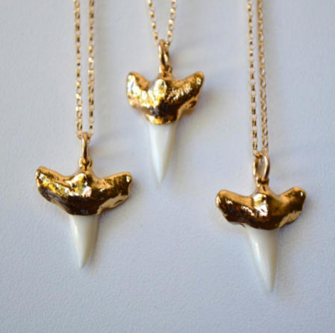 MINI CHOMP /// Gold Necklace Layering Beach Ocean Shark | Etsy