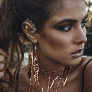 CRYSTAL HOOP CHOKER /// Quartz Necklace, Gold Necklace, Rice Chain ...