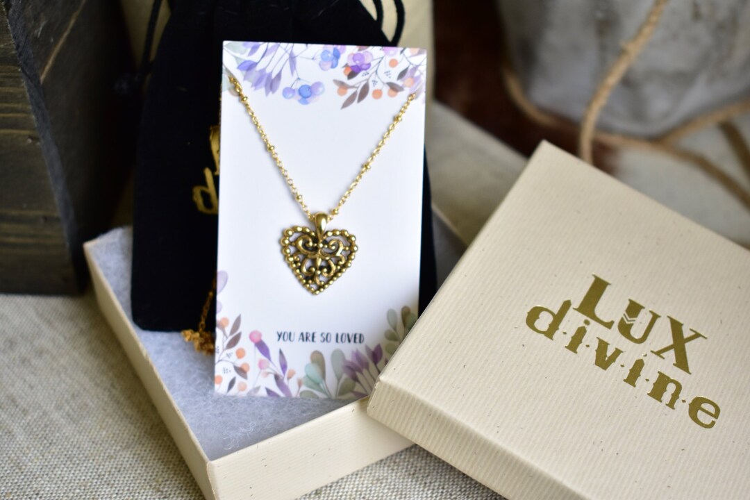 COLLIER DE CONDOLENCES /// Collier avec breloques coeur, cadeaux pour ...