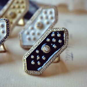 ELOISE RING /// Black Enamel, Art Deco Jewelry, Statement Rings, Cubic Zirconia, Gifts for Her ...