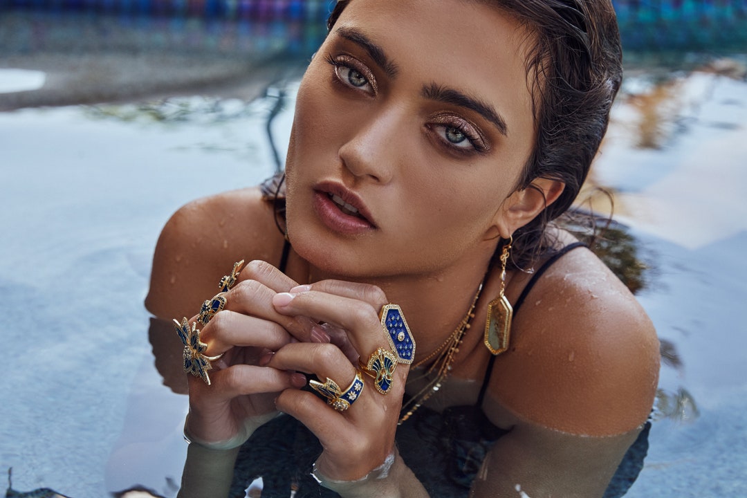 ELOISE RING /// Lapis Blue Enamel, Statement Ring, Vintage Inspired, Cubic Zirconia, Art Deco ...