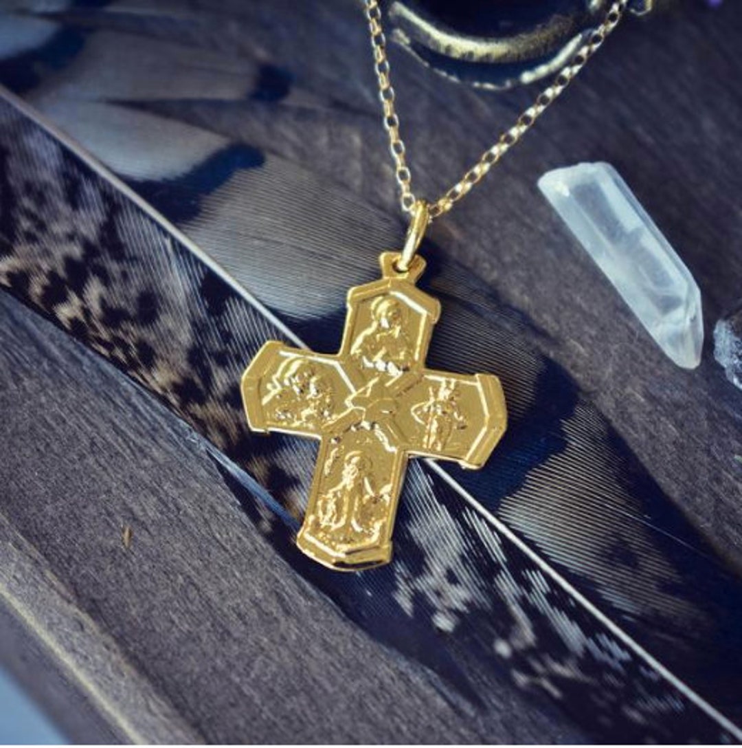 HOLY SPIRIT NECKLACE /// Gold Necklace, Gold Cross, Religious Necklace ...