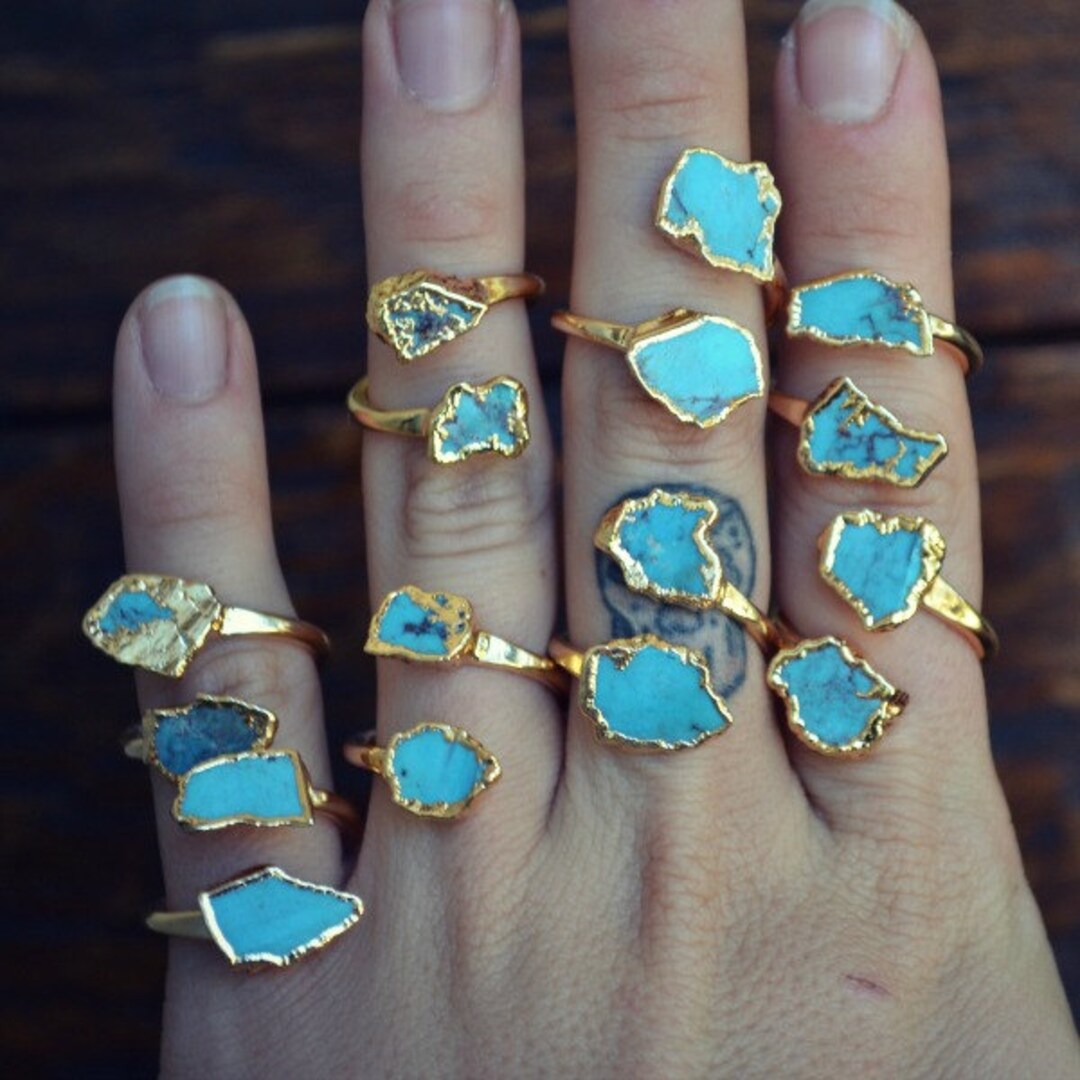 TURQUOISE WRAP RING /// Gold Ring, Turquoise, Stackable Ring, Bohemian ...