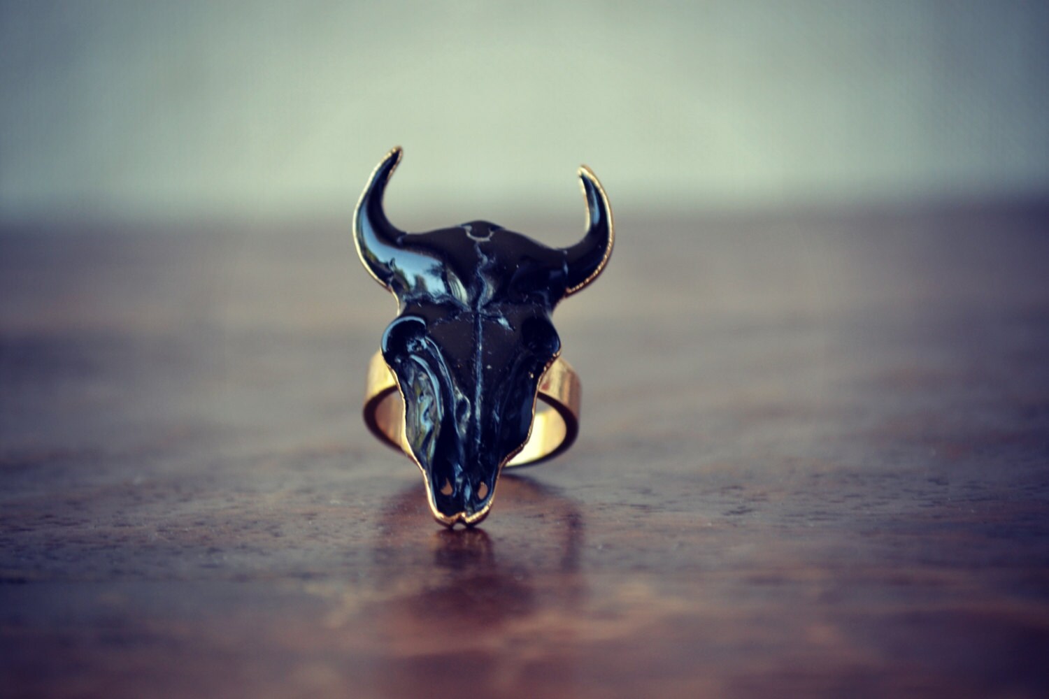 GYPSY BULL /// Bull Electroformed Ring /// Gold /// Black - Etsy
