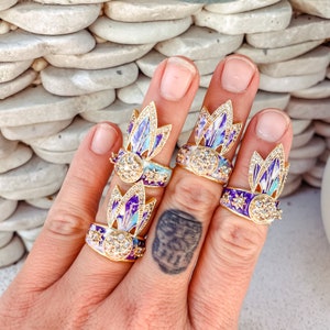Limited Edition TIGER LILY RING /// Rainbow Enamel, Cubic Zirconia ...