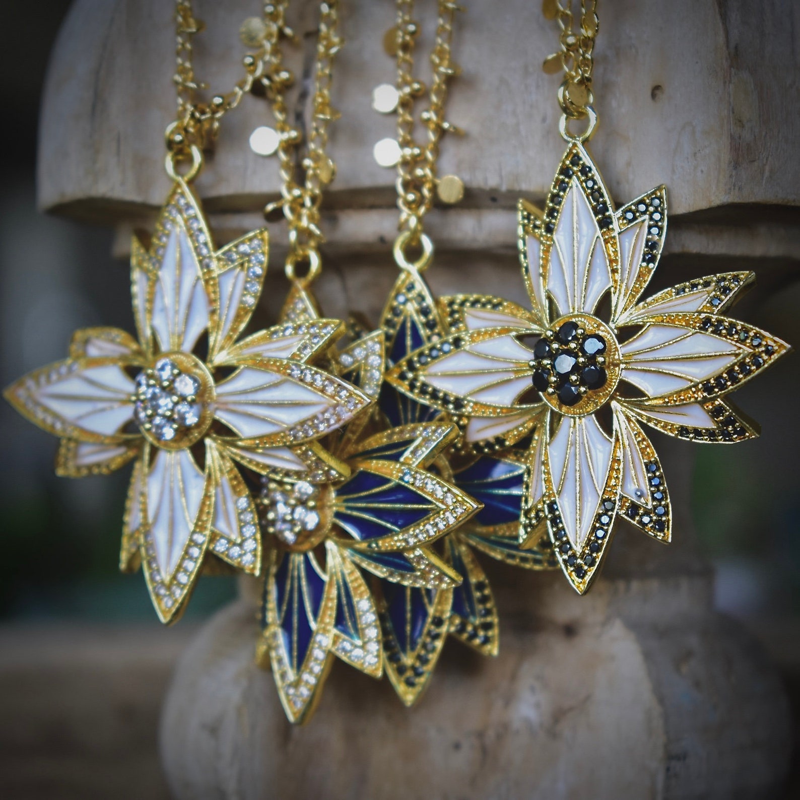 PHOENIX NECKLACE // White Enamel, Cubic Zirconia, Statement Necklace ...