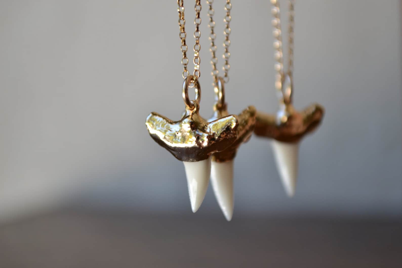 MINI CHOMP /// Gold Necklace Layering Beach Ocean Shark | Etsy