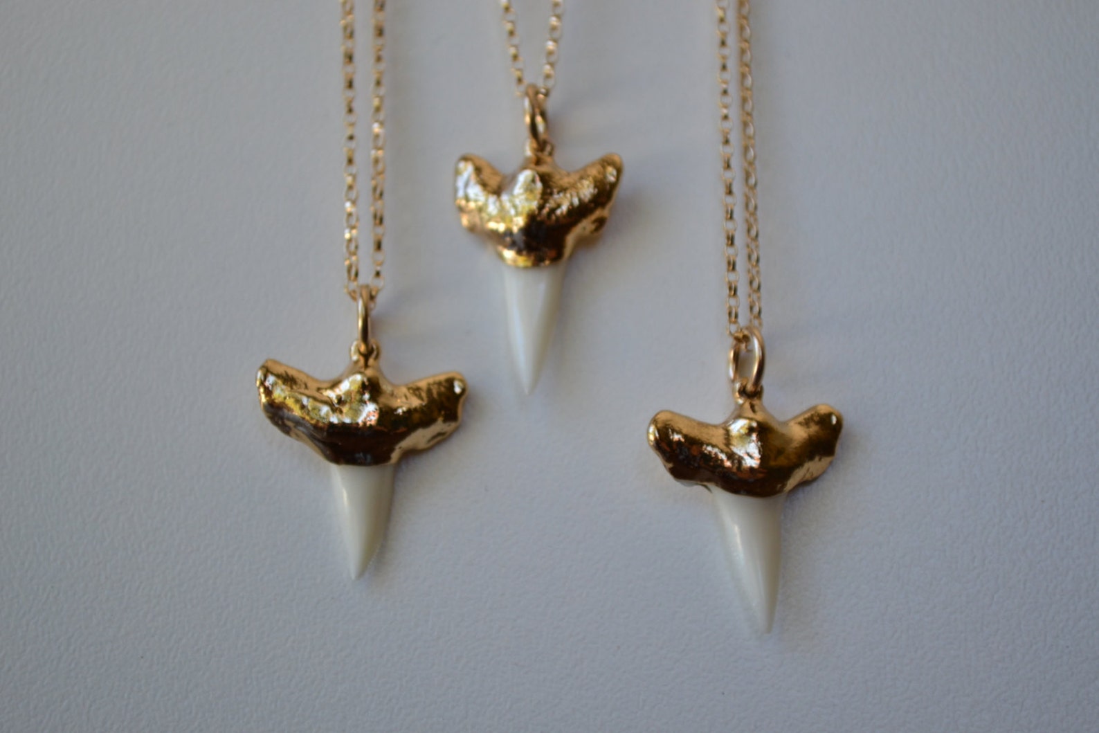 MINI CHOMP /// Gold Necklace Layering Beach Ocean Shark | Etsy