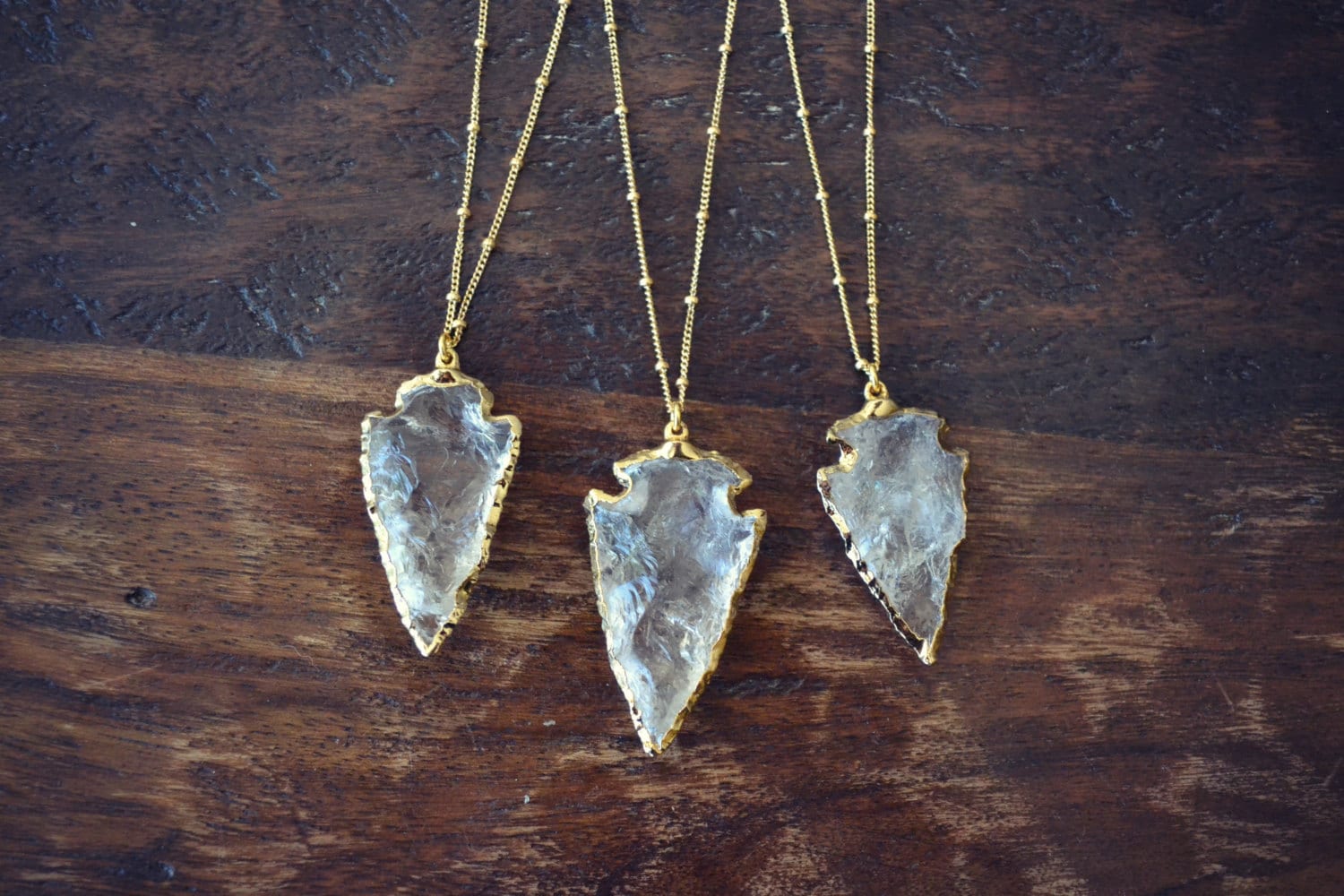 QUARTZ ARROWHEAD NECKLACE /// Gold Necklace, Arrowhead Pendant, Silver ...