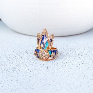 Limited Edition TIGER LILY RING /// Rainbow Enamel, Cubic Zirconia ...