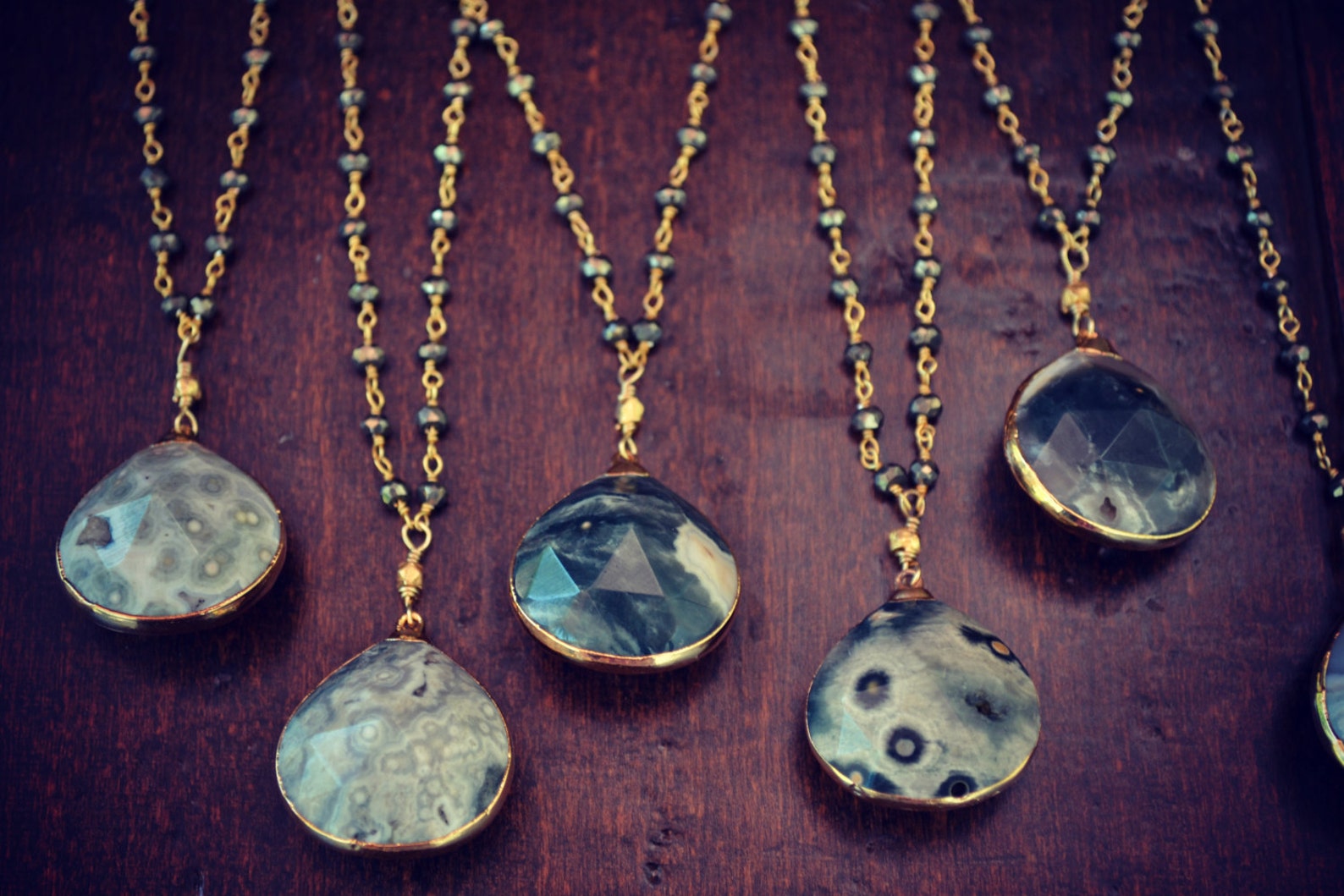 MOSS NECKLACE ///ocean Jasper, Moss Agate, Electroformed Gemstone ...