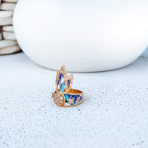 Limited Edition TIGER LILY RING /// Rainbow Enamel, Cubic Zirconia ...