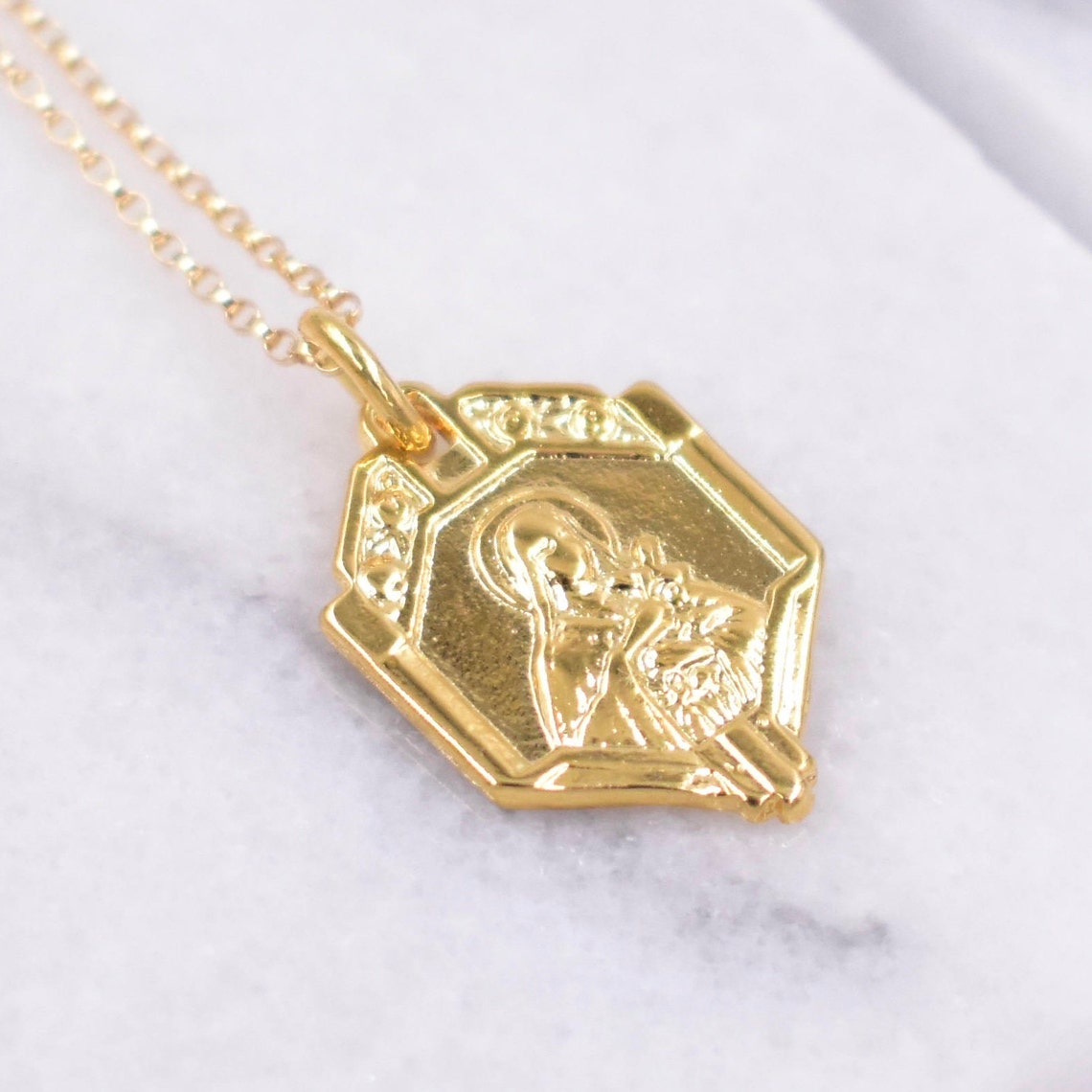 SAINT CATHERINE NECKLACE /// Religious Jewelry Gold Necklace - Etsy