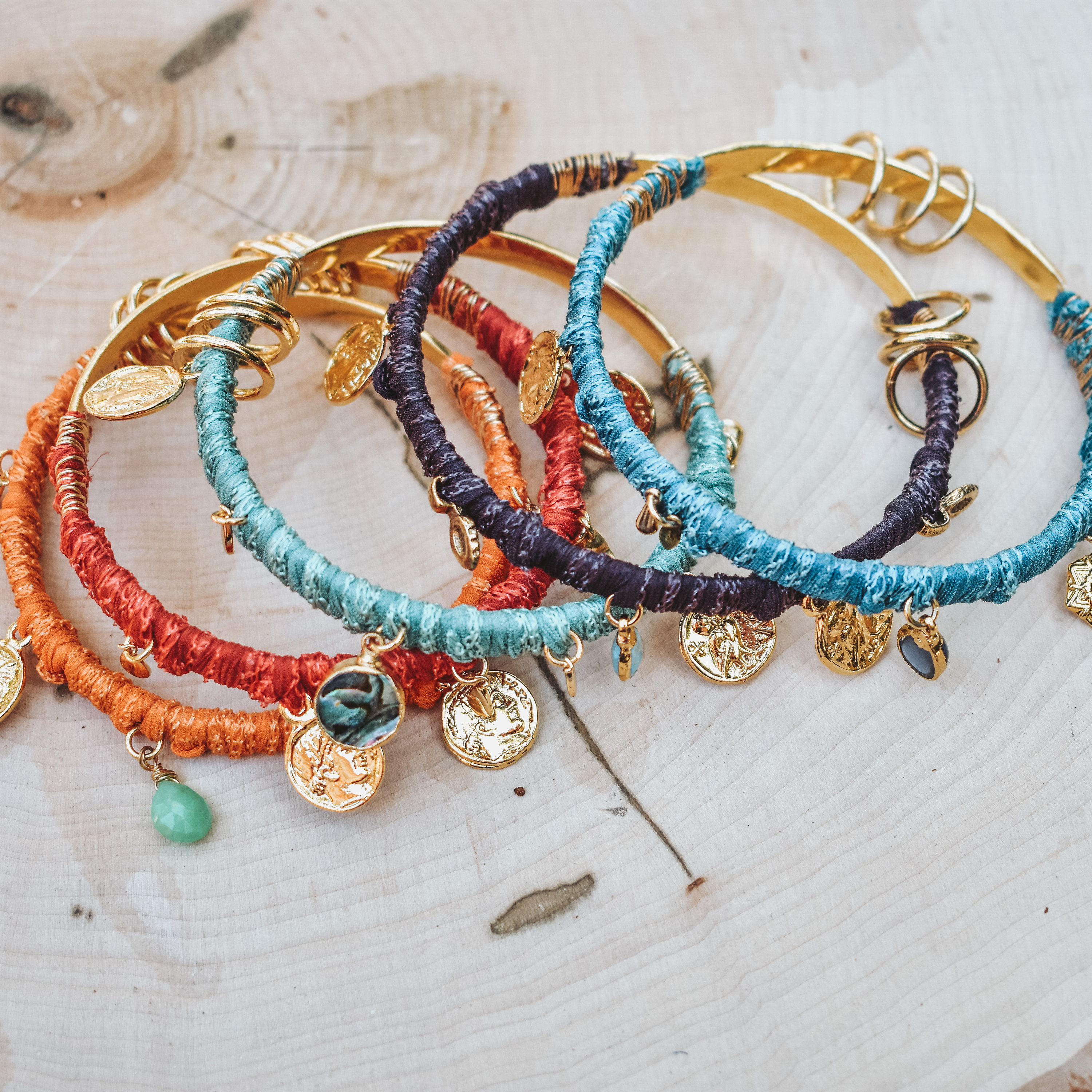 TANGIER CUFF /// Gold Silk Bangle Bracelet, Charm Bracelet, Bohemian ...
