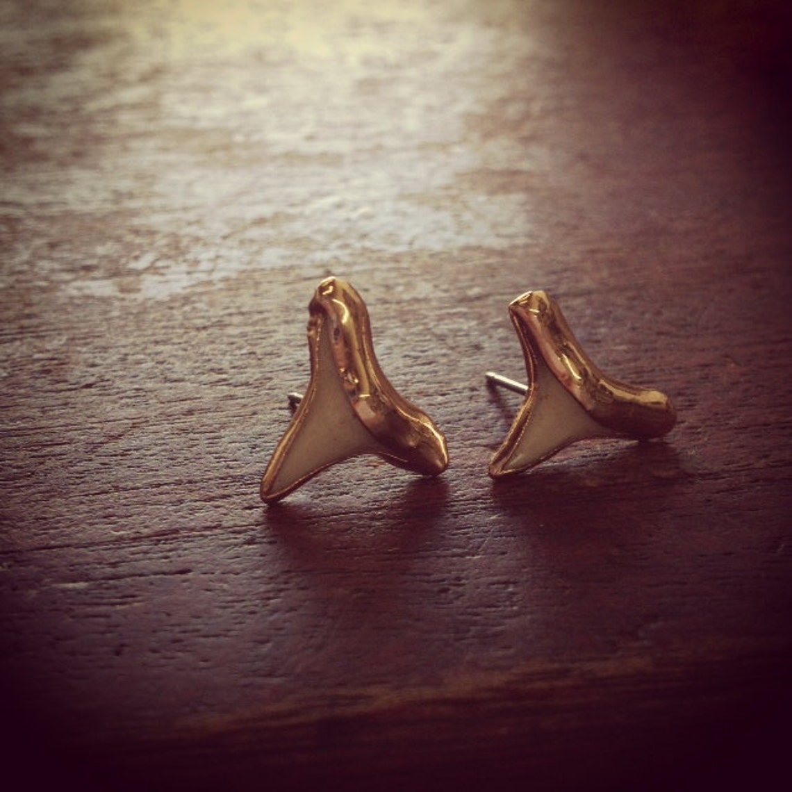 SHARK TOOTH STUDS /// Gold Studs Silver Studs Shark Week | Etsy