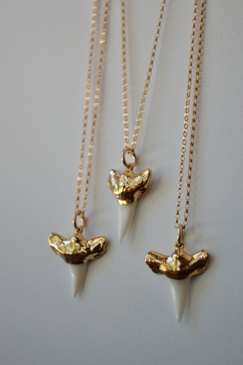 MINI CHOMP /// Gold Necklace Layering Beach Ocean Shark | Etsy