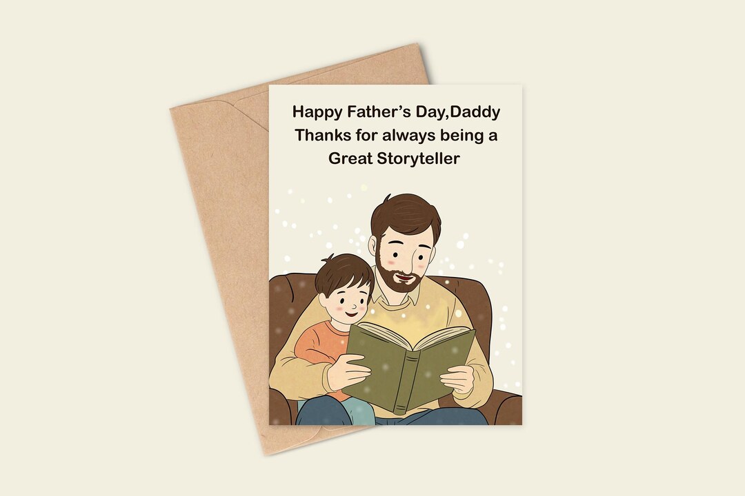 Fathers Day Card From Child Cute Daddy & Kid Illustration Great ...