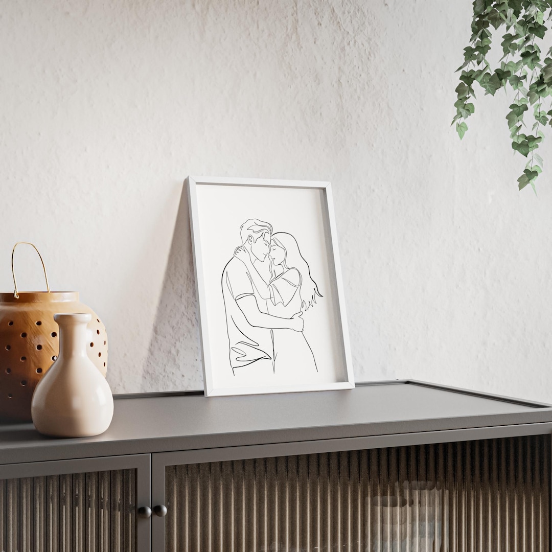 Personalized Printable Minimalist Couple Line Art, Cute Love Art ...