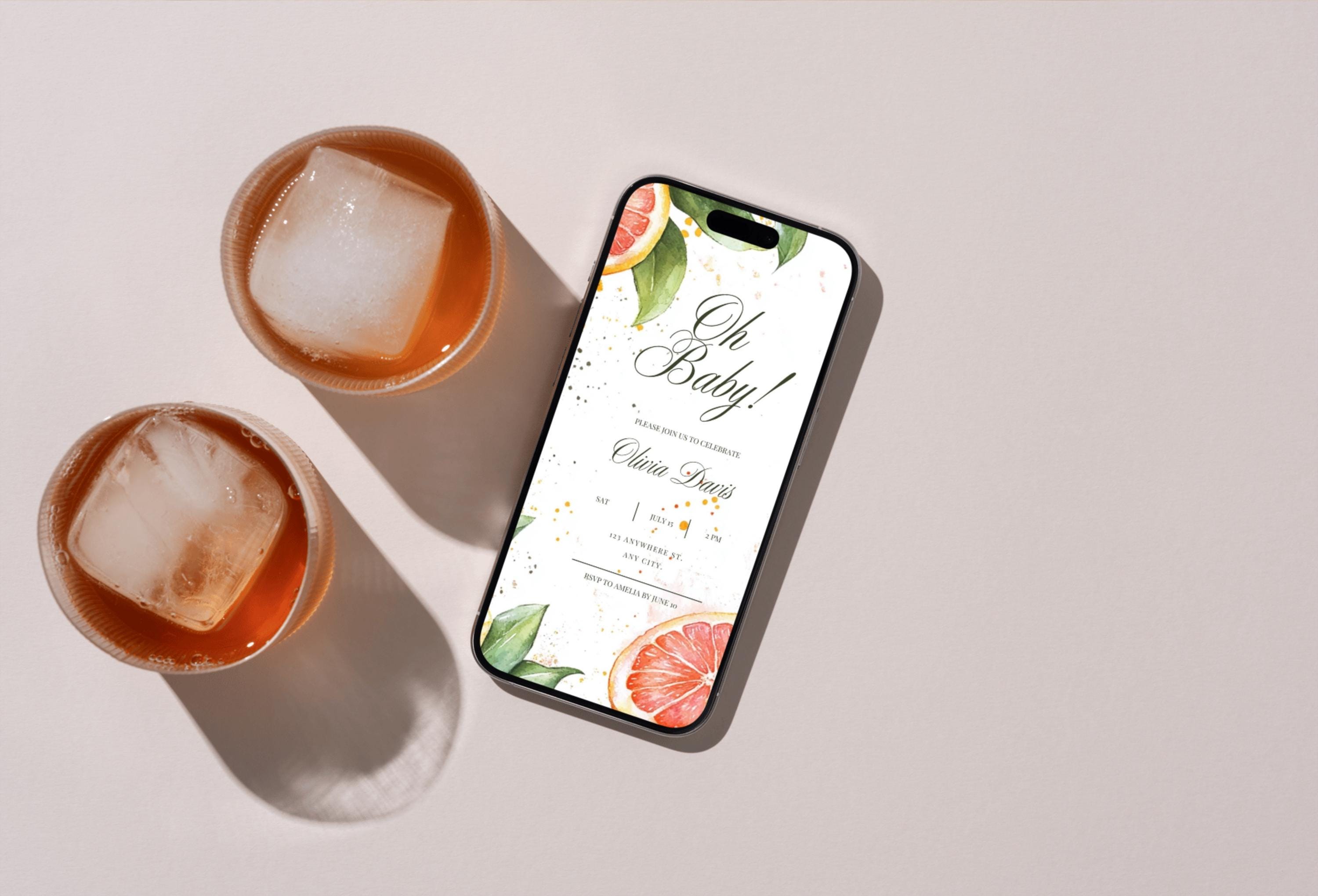 Grapefruit Baby Shower Invitation | Citrus Theme, Summer Invite ...