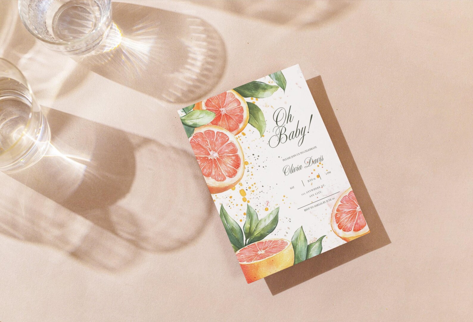 Grapefruit Baby Shower Invitation | Citrus Theme, Summer Invite ...