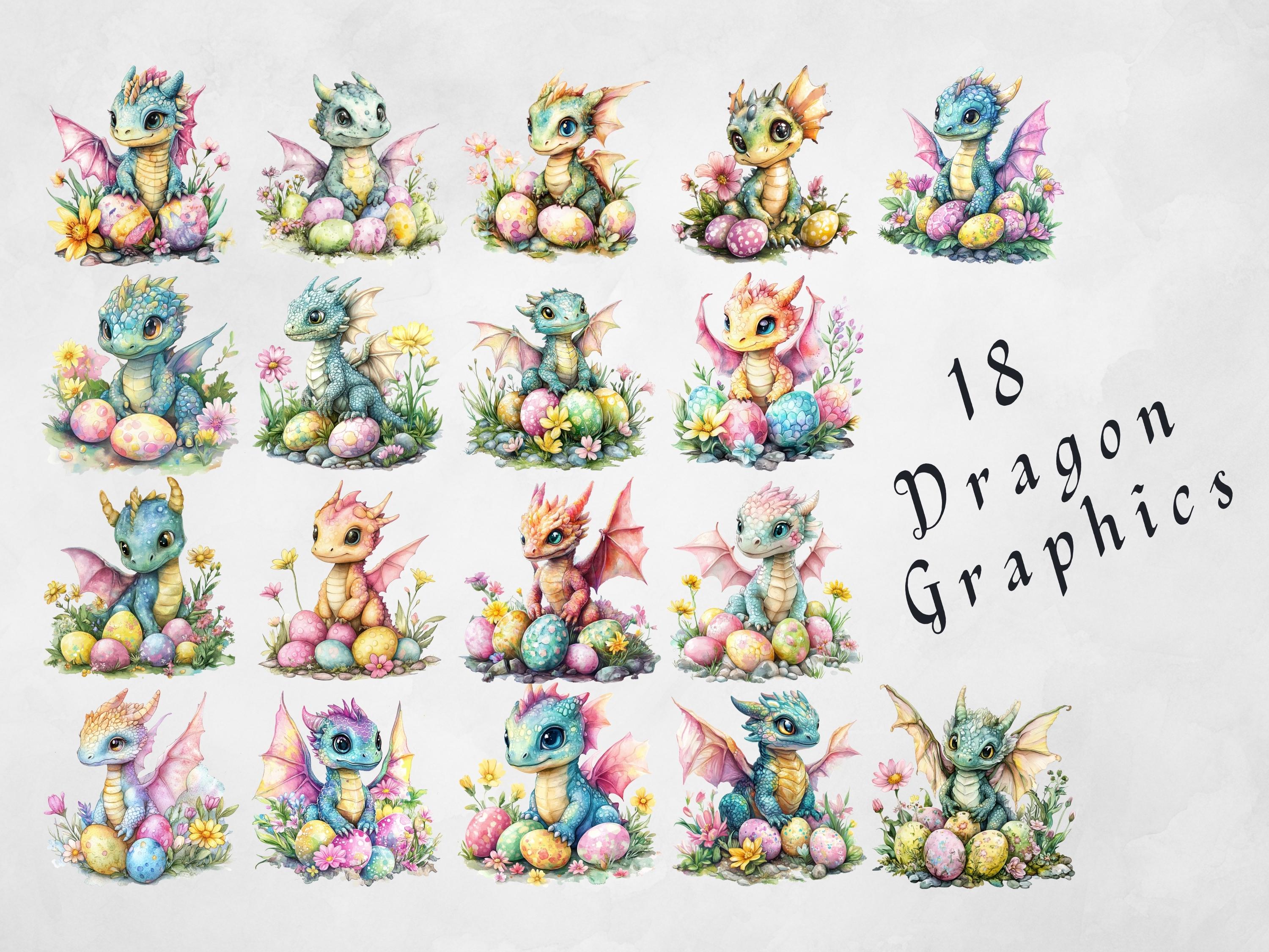 Cute Spring Dragons Clipart Pack Vol 5 | Fantasy Characters | Clipart ...