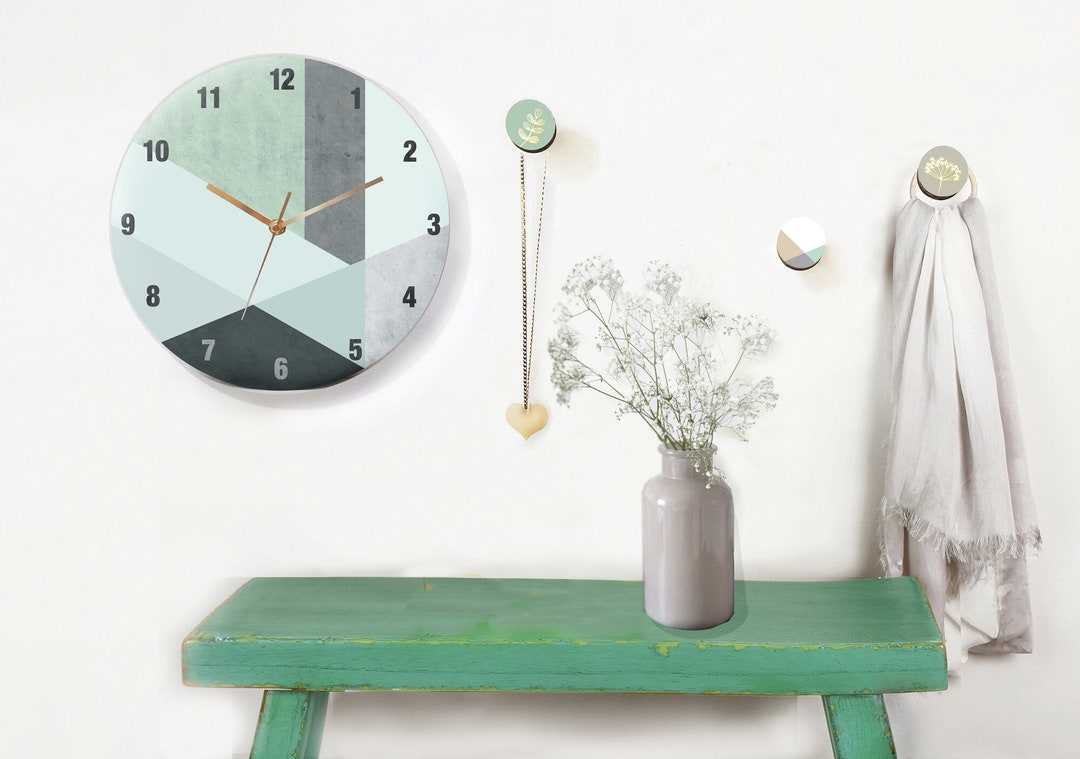 Geometric Wall Clock, Minimalist Wall Clock , Large Wall Clock, Modern ...